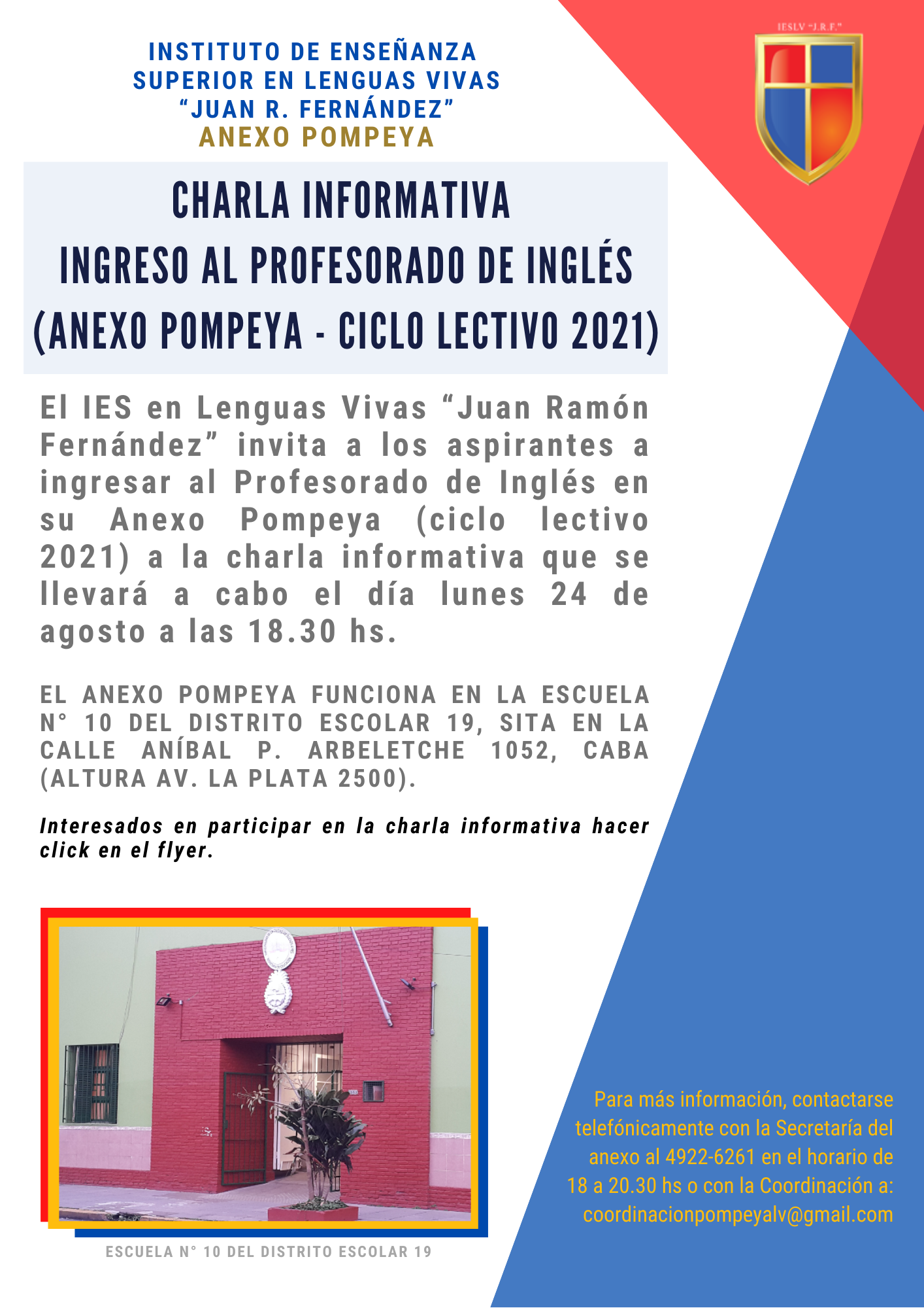 Charla Informativa – Ingreso al Profesorado de Inglés – Ciclo Lectivo ...
